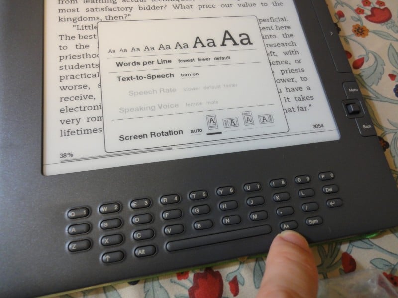 Kindle DX Aa button allows for screen orientation/rotation lock | J.D ...