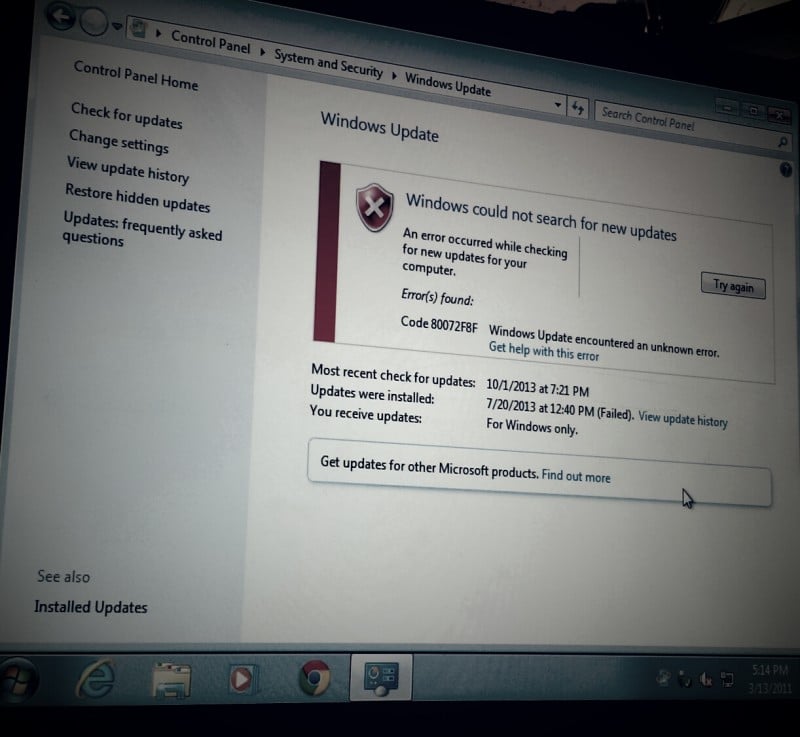 Windows Update error 80072f8f [SOLVED] | J.D. Hodges