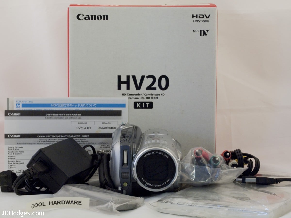 Canon HV20 1080i MiniDV HD Camcorder 3.1MP Camera | J.D. Hodges