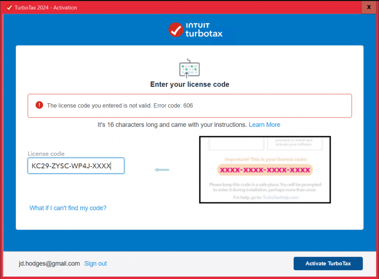 TurboTax The License Code You Entered is Not Valid (Error Code: 606) [SOLVED] | J.D. Hodges